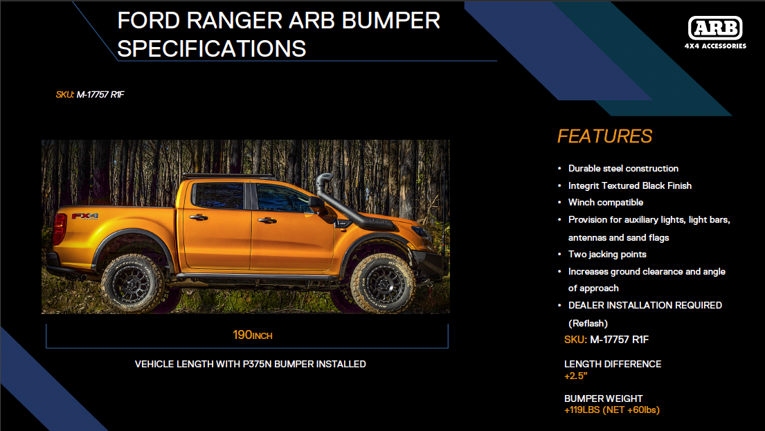 Ford Performance Bumper for Ford Ranger – ARB 4x4 Accessories - USA